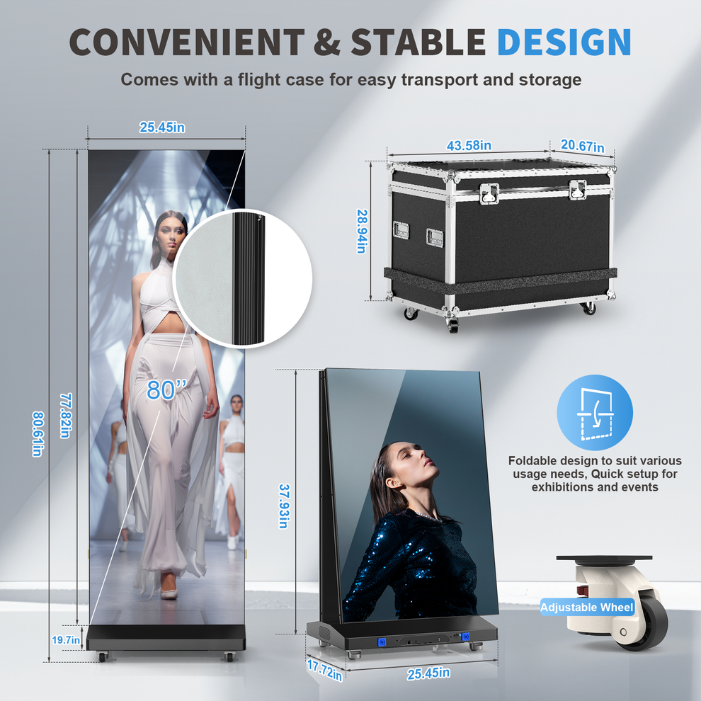 80" Seamless Splicing Foldable P1.86 LED Poster Screen – JASZDOT
